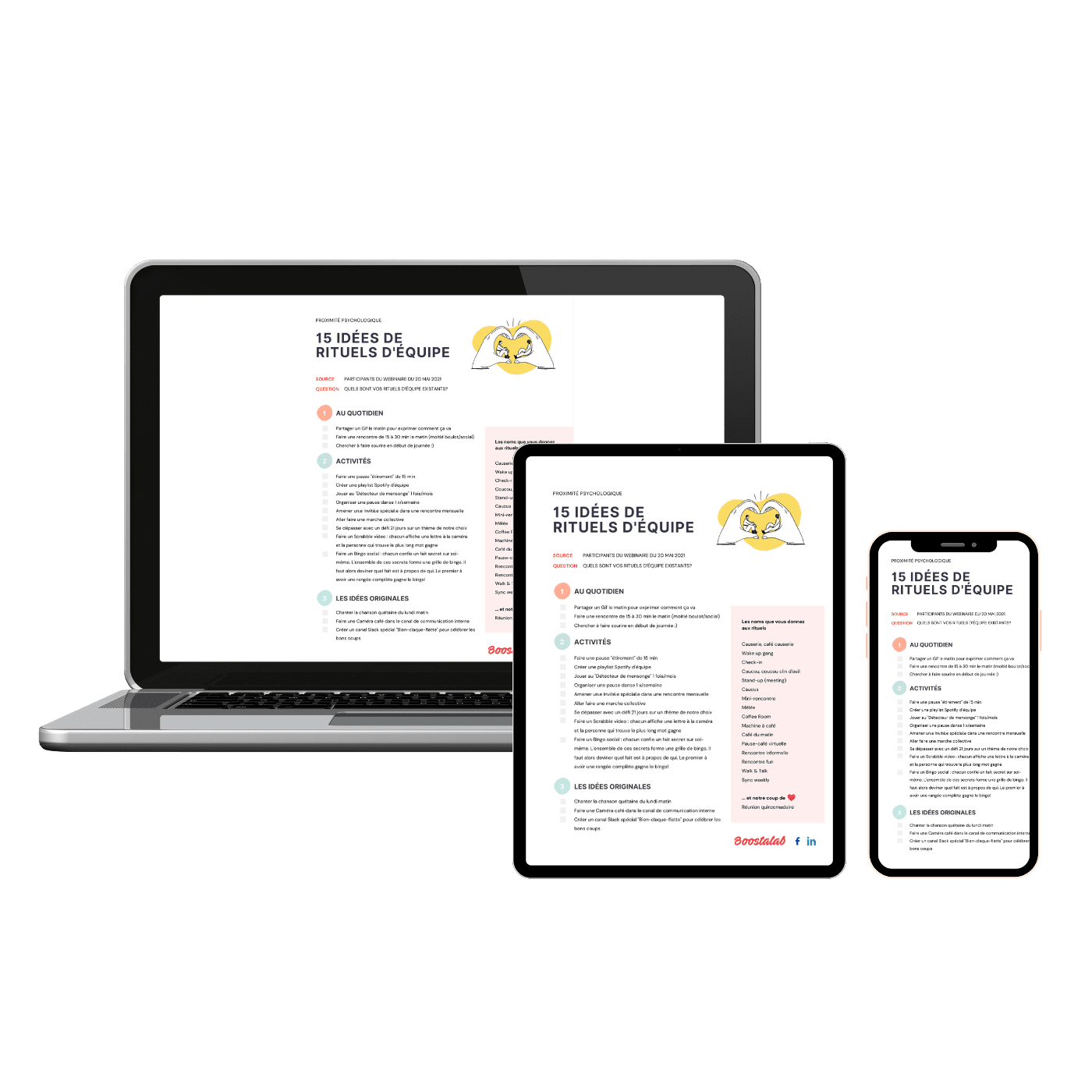 Checklist: 15 idées originales de rituels d'équipe | Boostalab